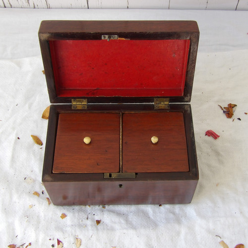Antique Veneered Wooden Tea Box Caddy | Milner & Pearce