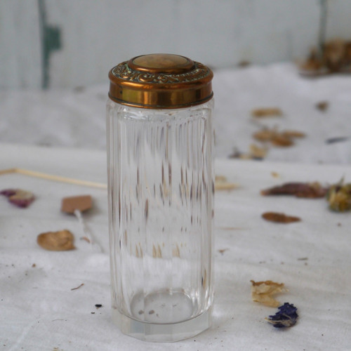 Vintage Ribbed Glass Bottle with Brass Cap | Milner & Pearce