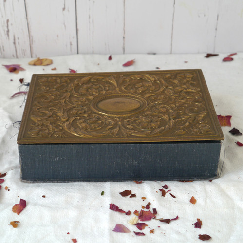 Antique Silk Lined Box with Embossed Brass Lid | Milner & Pearce