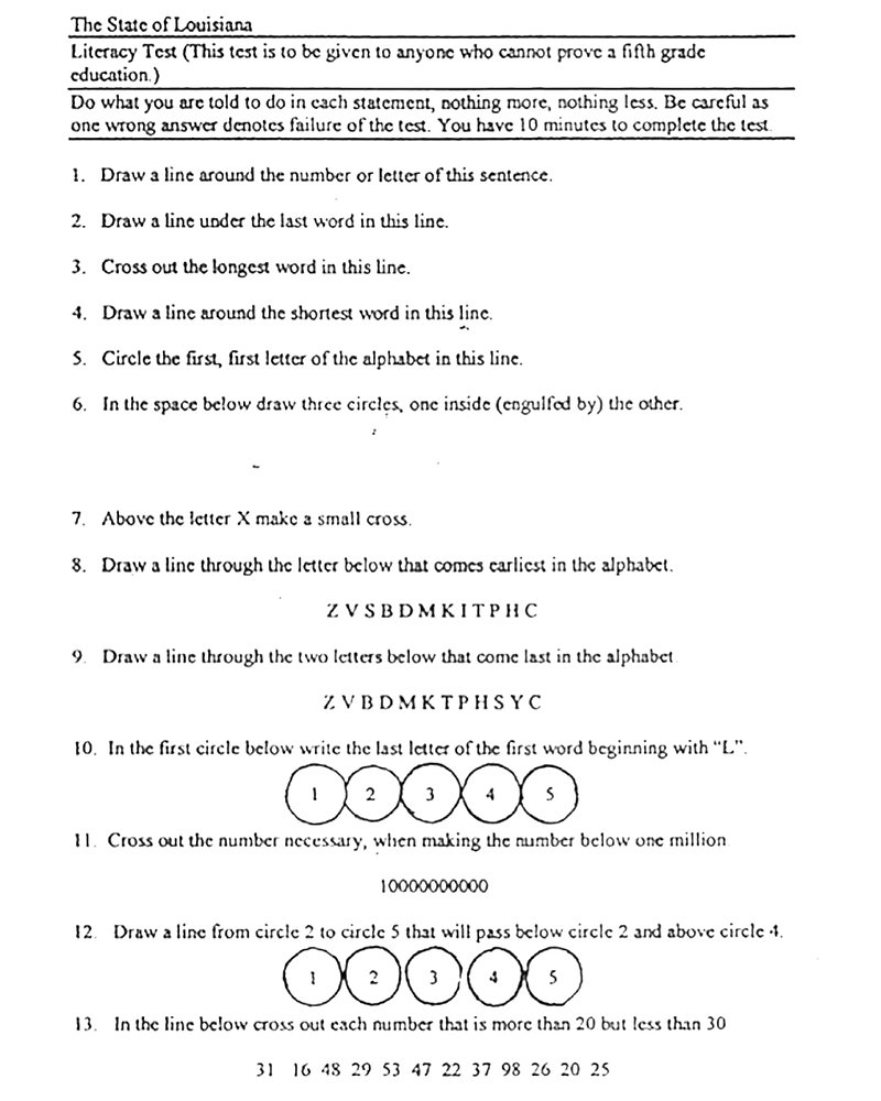 Can You Pass A 1964 Louisiana Voting Literacy Test?