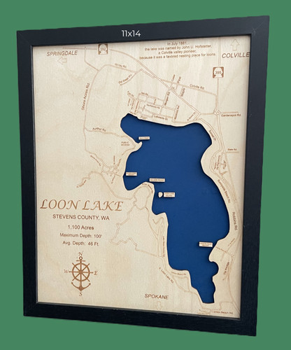 Loon Lake Engraved Wood Map | Sparksnpaint