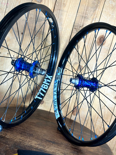 Immaculate Profile Mini Custom built PRO BMX Wheelset with Blue Hubs ...
