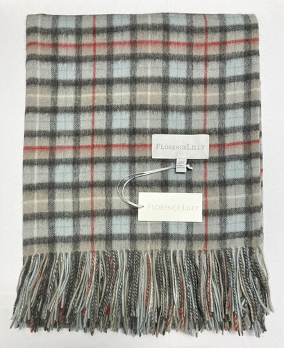 Pale Blue Check Lambswool Blanket/Throw | Florencelilly