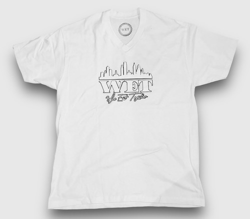 All white WET logo t-shirt with the 3D glitter logo | Wet Apparel