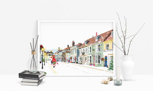 Alresford East Street, Winter Art Print | Holiday Gift | Bespoke UK ...