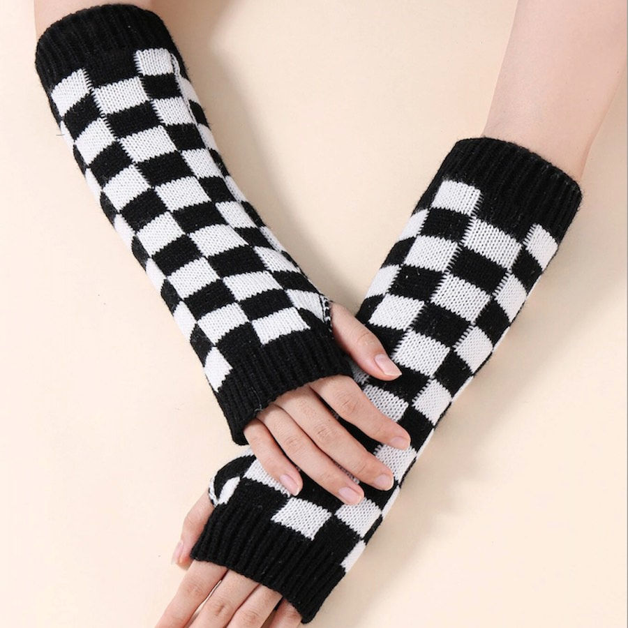 Check Fingerless Arm Warmersgloves Racechex
