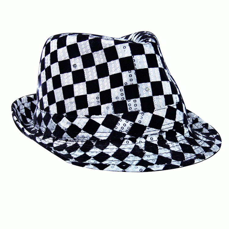 Checkered Fedora ( LED Sequin ) | RaceChex