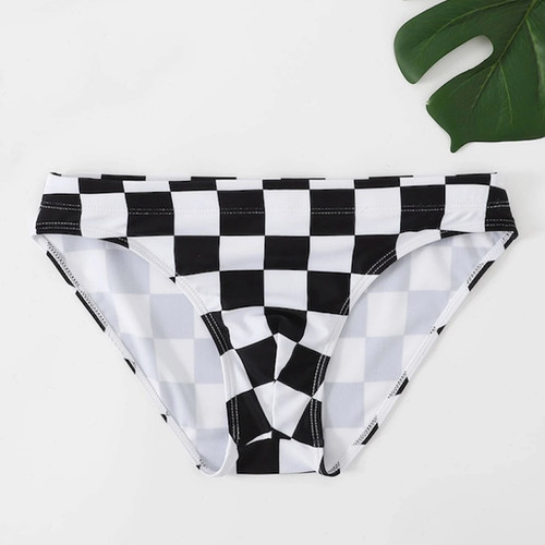 Modern Racing Check Print Swim Briefs | RaceChex