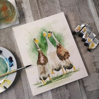 Indian Runner Ducks WatercolourTutorial | Eunice J Friend