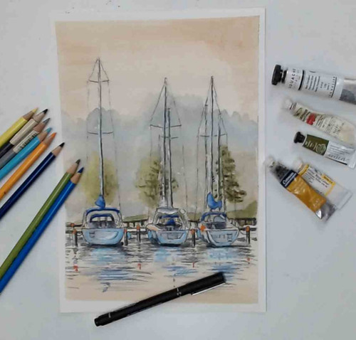 Sail Boat Mixed Media Tutorial | Eunice J Friend