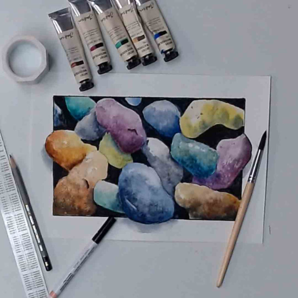 Pebble Watercolour Tutorial | Eunice J Friend
