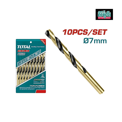 TOTAL HSS Drill Bit DIN 338 7mm (TAC100703) | KIRI TOOLS Cambodia