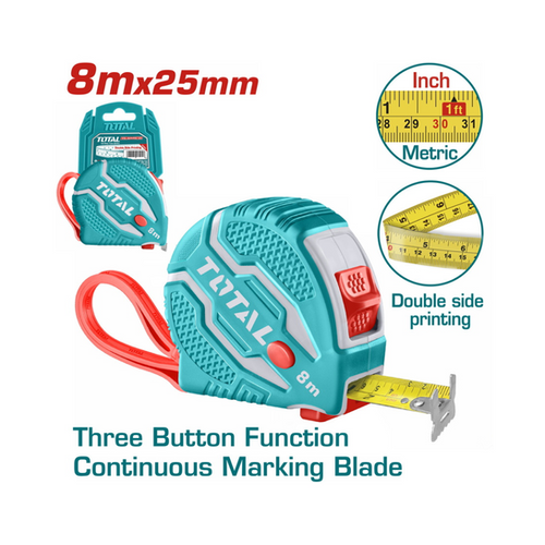 TOTAL Steel Measuring Tape 8 m × 25 mm (TMT126081) | KIRI TOOLS Cambodia