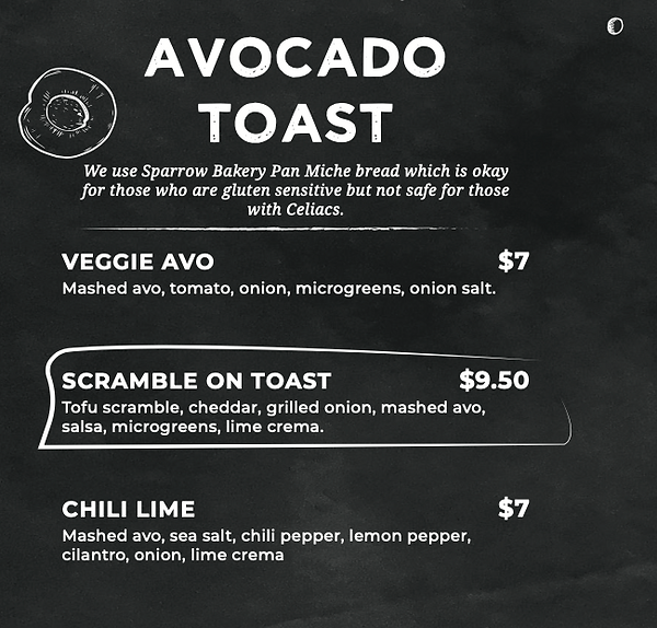 Full Menu | TOASTY