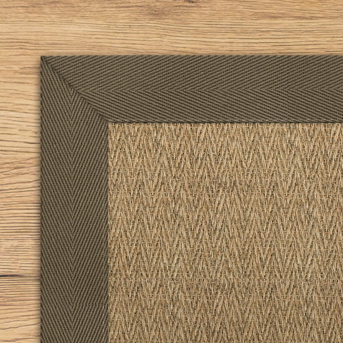 Sisal Herringbone Topaz Stair Runner with Cotton Olive Border | Shop Now