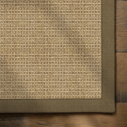 Big Boucle Accents Antique Gold Sisal Rug with Linen Fawn Border | The ...