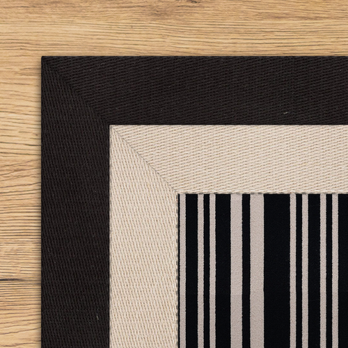 Audrey Midnight Wool Rug with Vanilla & Black Border | Shop Now