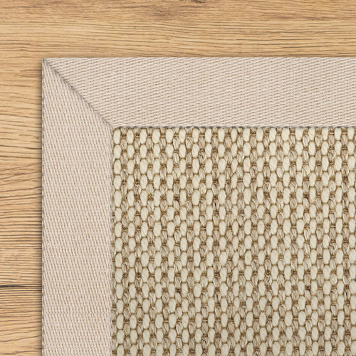 Sisool Masai White Mist Sisool Rug with Linen Vanilla Border | Shop Now