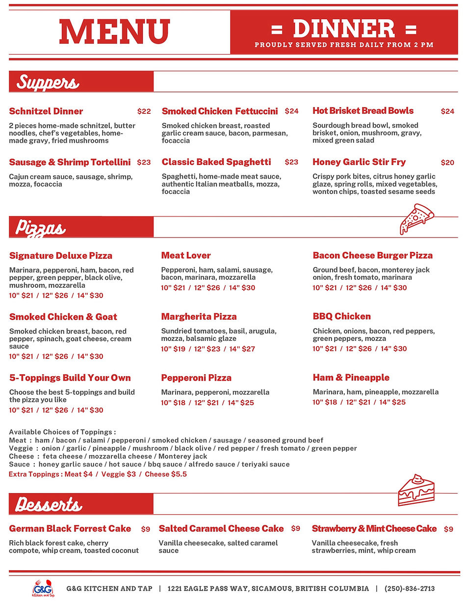 Menu.P3 | G&G Kitchen and Tap