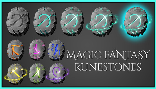 Magic Fantasy Rune stone asset/stock sheet | steampowerstudios