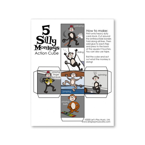 5 Silly Monkeys Action Cube Activity | Lets Play Music