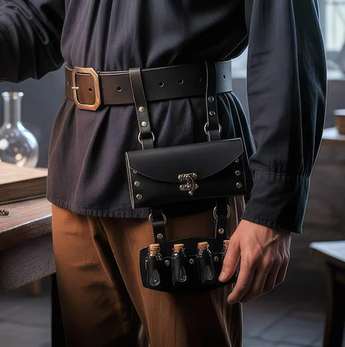 Leather Case and Potion Holder with 4 Bottles | Fierce Eagle Leather ...