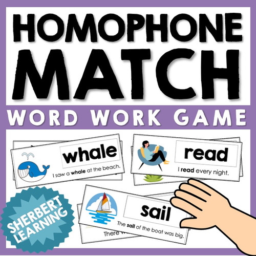 HOMOPHONES - Match or Memory Game - Word Work + Recording Worksheet ...