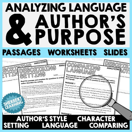 Analyzing Language and Author's Purpose - Worksheets - Setting ...