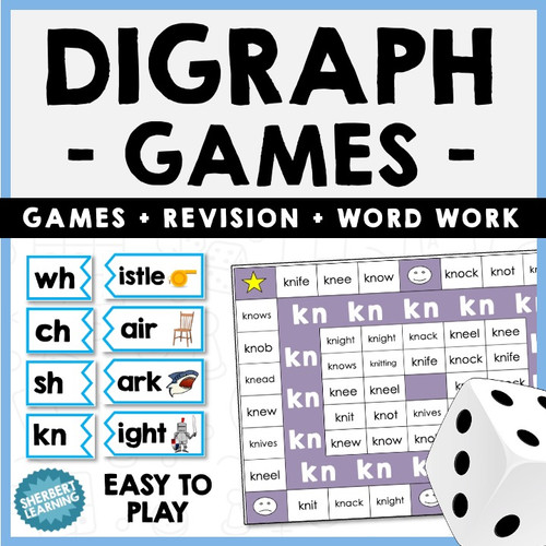 Digraphs Games + Board Games & Word Work Review sh ch wh ph kn kn tch ...