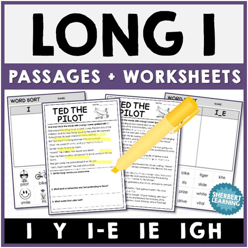 Long I Vowel I I-E Y IGH IE Reading Passages Worksheets Activities ...