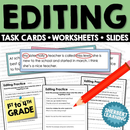 EDITING & PROOFREADING Practice Task Cards + Worksheets + Assessment ...