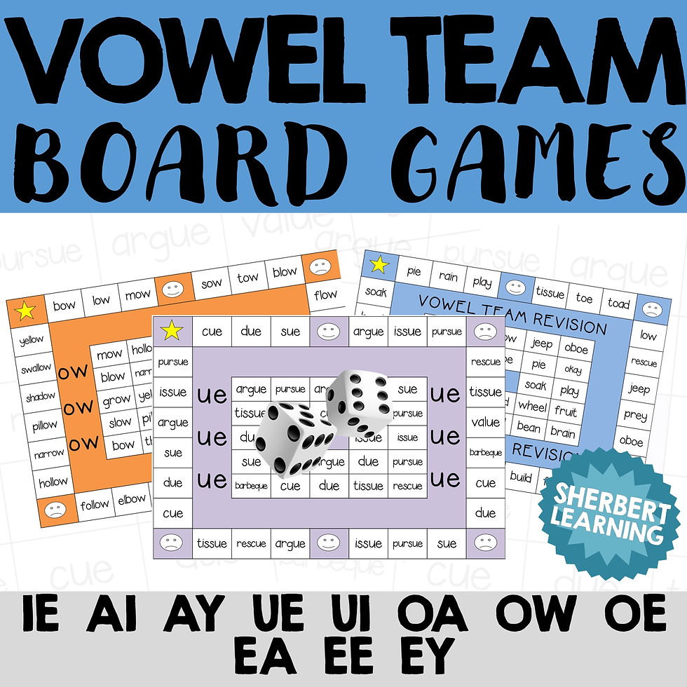 Vowel Team / Digraph Board Games | Sherbert Learning