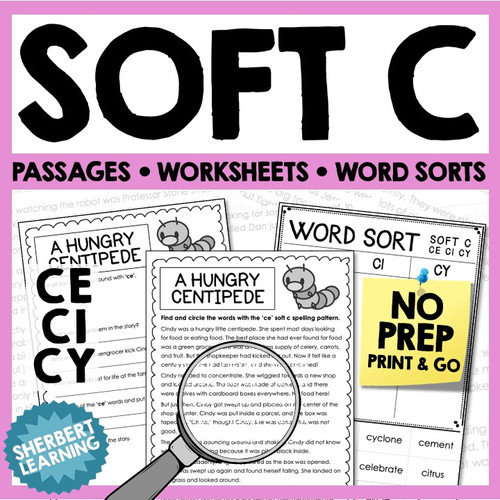 SOFT C - CE CI CY - Reading Passages & Follow Up Worksheets + Word ...