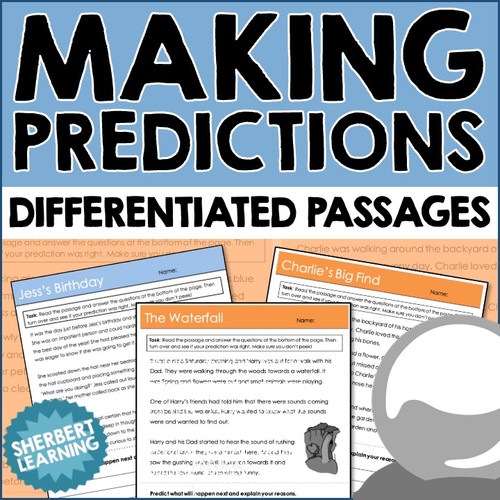 Making Predictions - Differentiated Passages + Worksheets COMPREHENSION ...