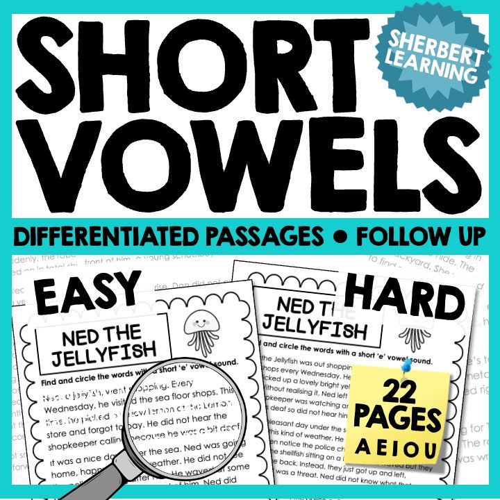 Short Vowels - DIFFERENTIATED Reading Passages + Worksheets Activities ...