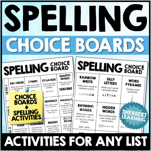 Spelling Choice Boards - Spelling Word Activities + Worksheets - FOR ...