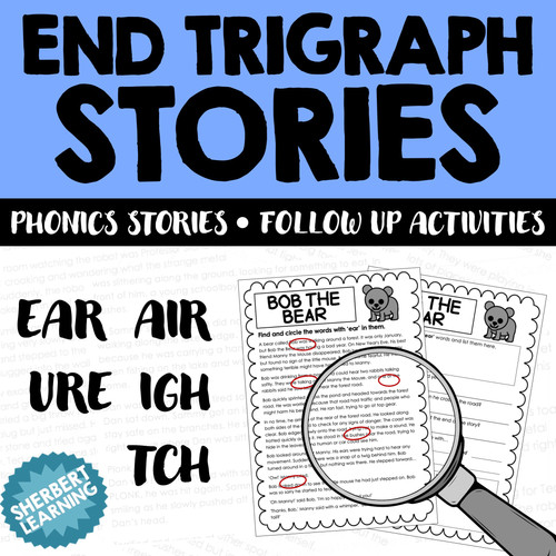 End Trigraph Phonics Stories + Follow Up Activities - ear, air, ure ...