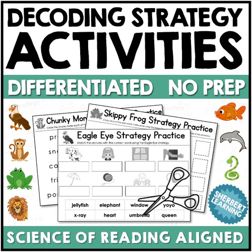 Decoding Strategies - Differentiated - NO PREP WORKSHEETS - Science of ...