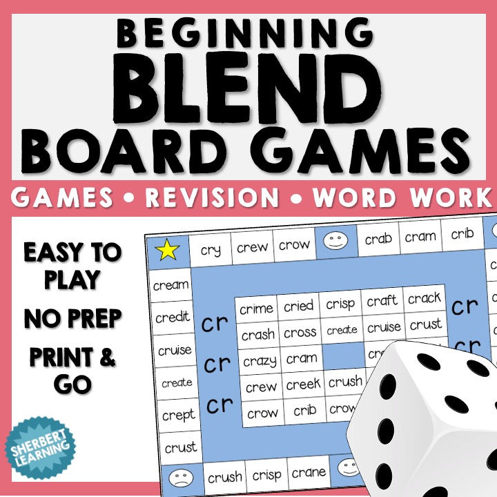 Beginning Blends Board Games | Sherbert Learning