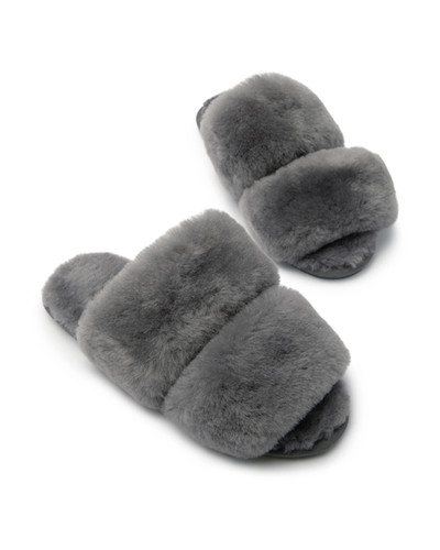 Original UGG Australia Grey Double Strap Fluffy Slides | Original Ugg New