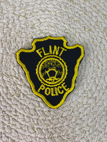Flint Police Logo Embroidered Patch Black and Gold | KatBear Enterprises