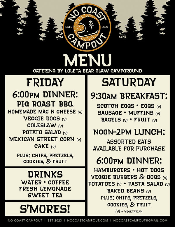 MENUS | No Coast Campout