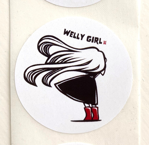 Windy Welly Girl Small Round Sticker (Set of 3) | Welly Girl NZ