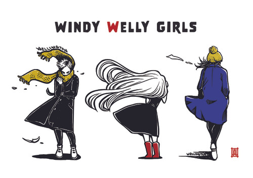 Art Print "Windy Welly Girls" | Welly Girl NZ