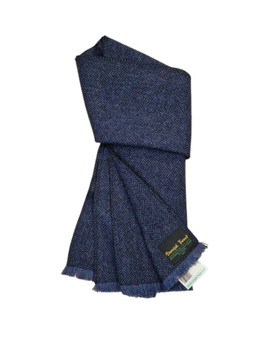 City Sport Donegal Tweed Full Length Scarf - Blue Fleck Herringbone ...