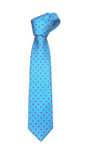 Pure Silk Polka Dot Tie - Light Blue/Claret | Classic Cap Co Ltd