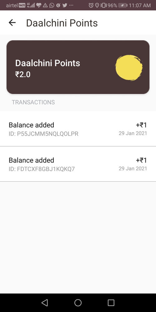 How to see Daalchini Points on the app?