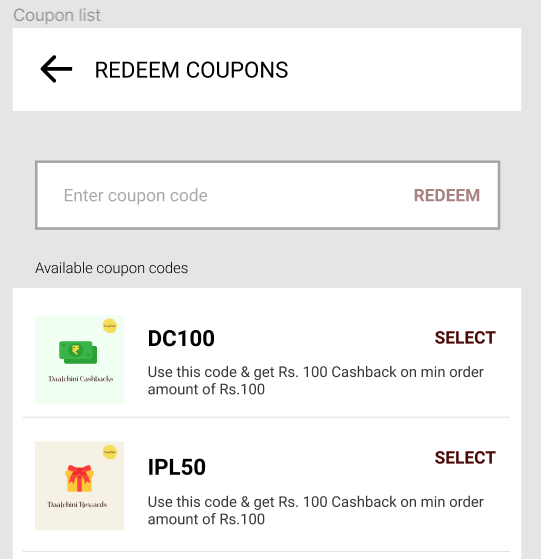 How to Redeem a Coupon on Daalchini App?