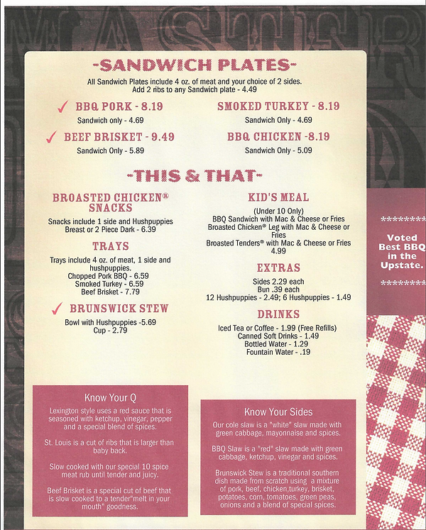 MENU | Carolina BBQ & More