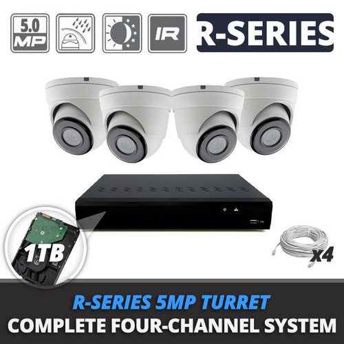 Complete Four-Channel R-Series 5MP IP Turret Video Surveillance System ...